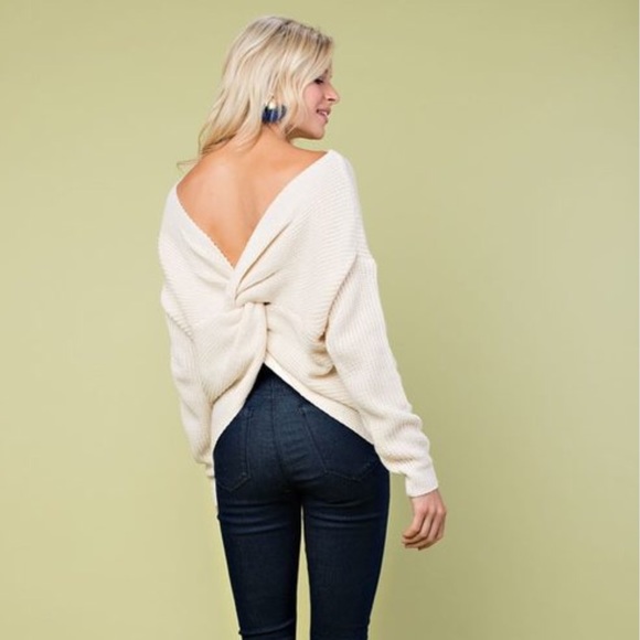 Sweaters | Last 1 Medium Off White Twisted Back Sweater | Poshmark